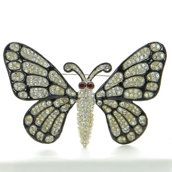 Kenneth Jay Lane | Jewelry | Vintage Kenneth Jay Lane Kjl Enamel Crystal Large Butterfly Pin ...